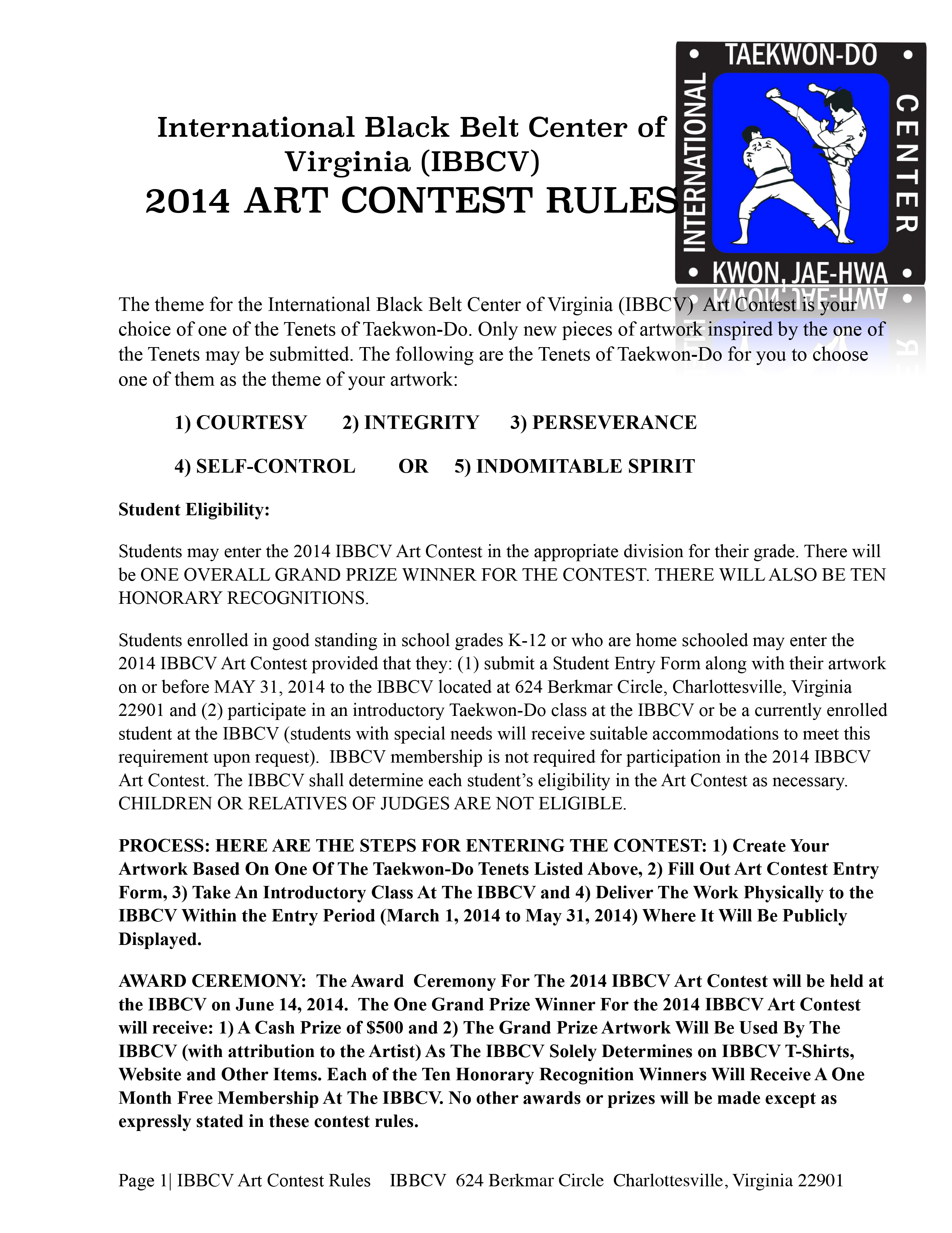 Art Contest International Blackbelt Center Of Virginia